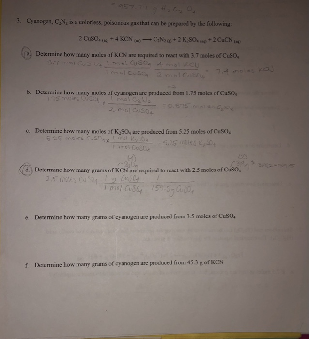 Solved 957 77 9 C 3. Cyanogen, C2N2 is a colorless, | Chegg.com