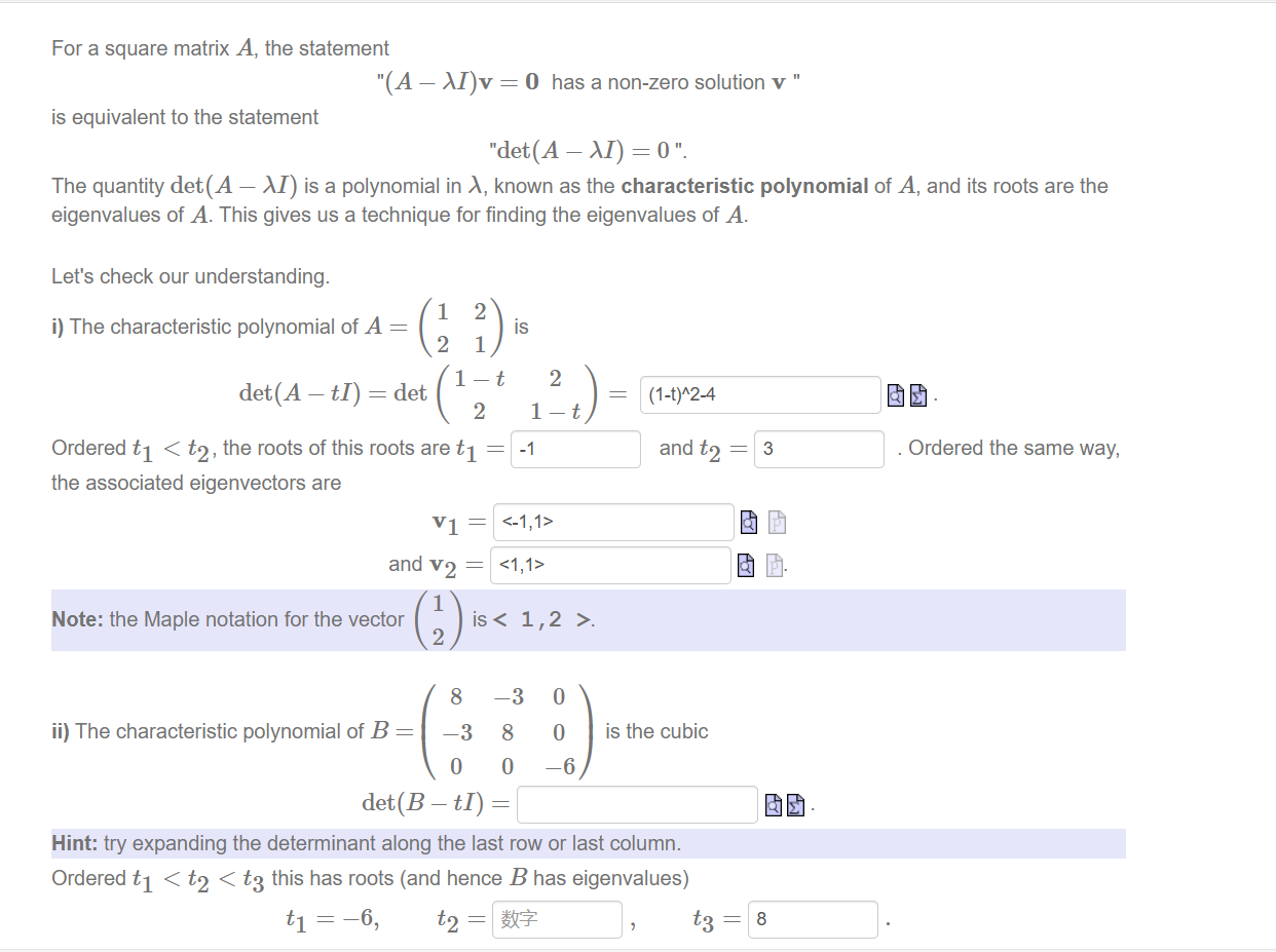 Solved For a square matrix A, ﻿the statement ﻿(A-lambda | Chegg.com