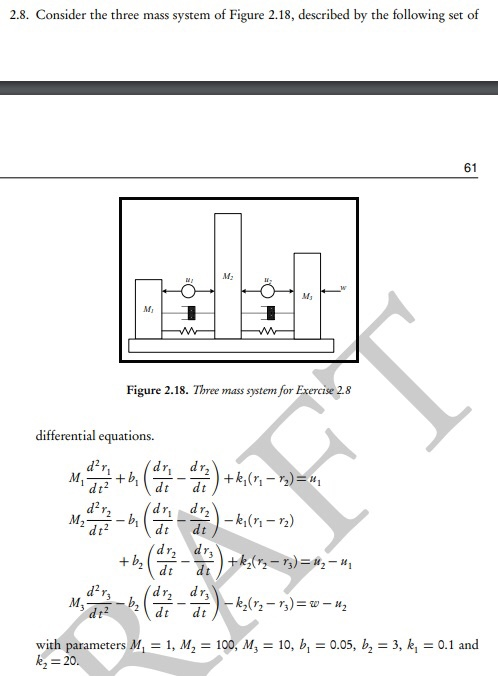 2.8. Consider the three mass system of Figure 2.18, | Chegg.com