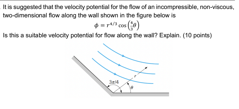 Solved It is suggested that the velocity potential for the | Chegg.com