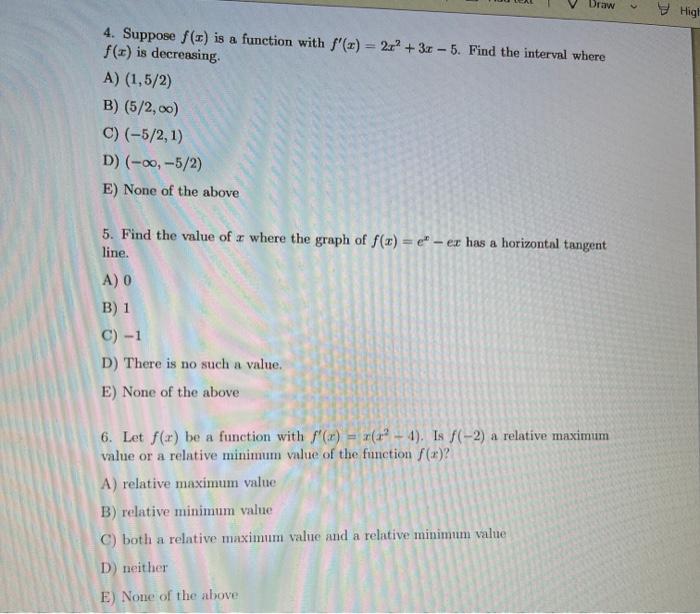 Solved 4. Suppose f(x) is a function with f′(x)=2x2+3x−5. | Chegg.com