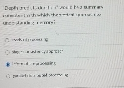 Solved "Depth predicts duration" would be a summary | Chegg.com