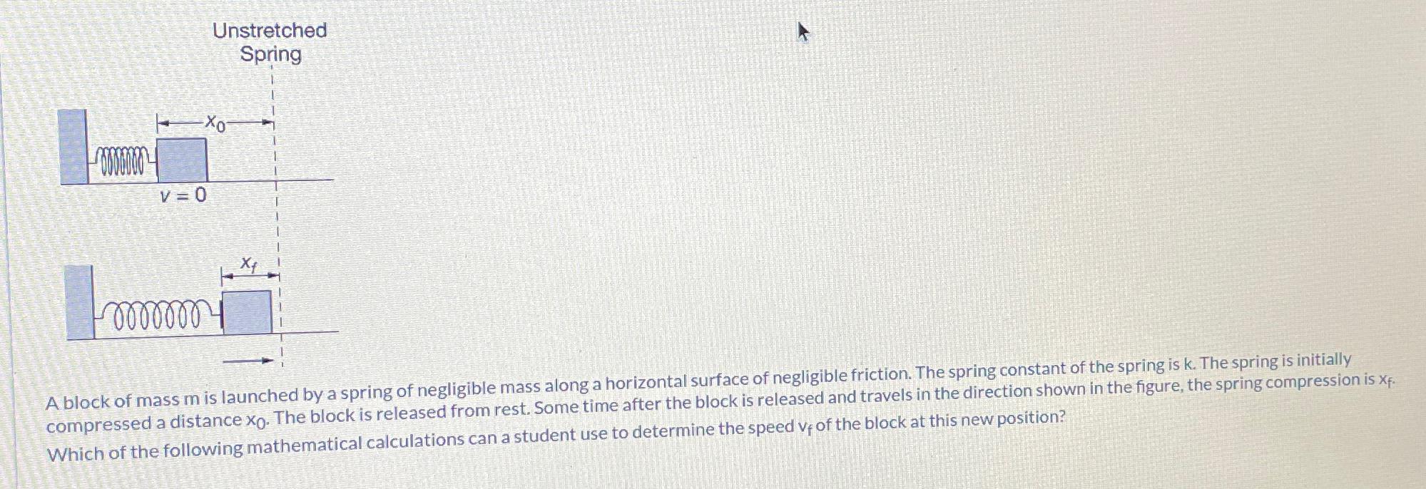 Solved Unstretched\\nSpring\\nA block of mass m is launched | Chegg.com