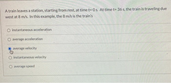 Solved A train leaves a station, starting from rest, at time | Chegg.com