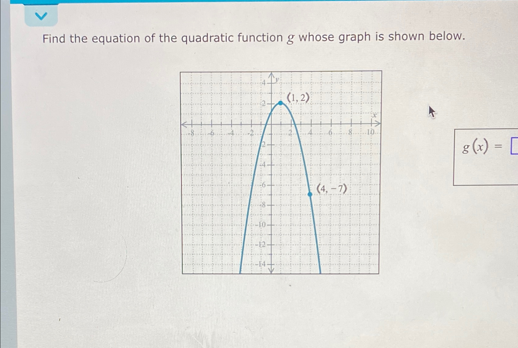 Solved Find the equation of the quadratic function g ﻿whose | Chegg.com