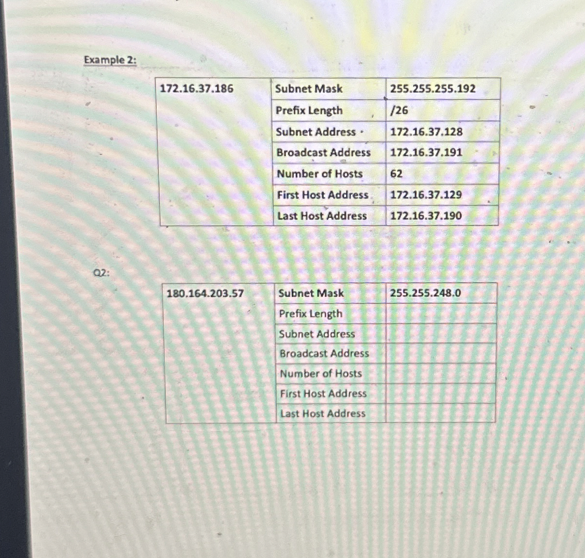 Solved Example 2:\table[[172.16.37.186,Subnet | Chegg.com