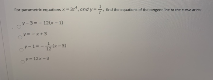 Solved For parametric equations x