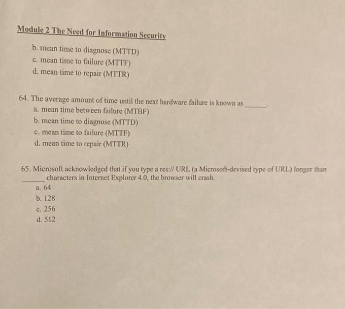 Solved Module 2 The Niced far Information Sesurity Multiple | Chegg.com