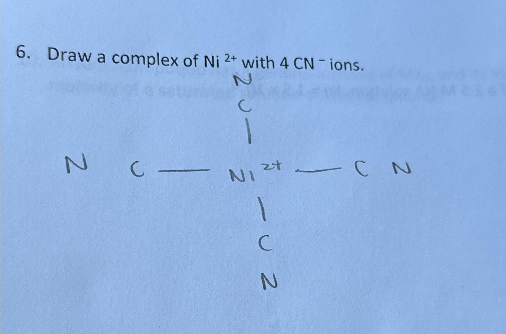 Solved Draw a complex of Ni2+ ﻿with 4CN-ions.NCNN2+-CNCN | Chegg.com