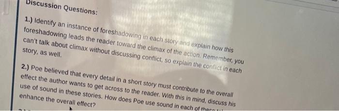 1.) Identify an instance of foreshadowing in each | Chegg.com