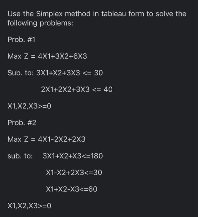 Solved Use the Simplex method in tableau form to solve the | Chegg.com
