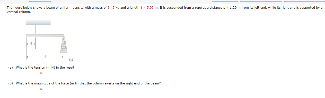 Solved vertical column.(a) ﻿What is the tension (in N ) ﻿in | Chegg.com