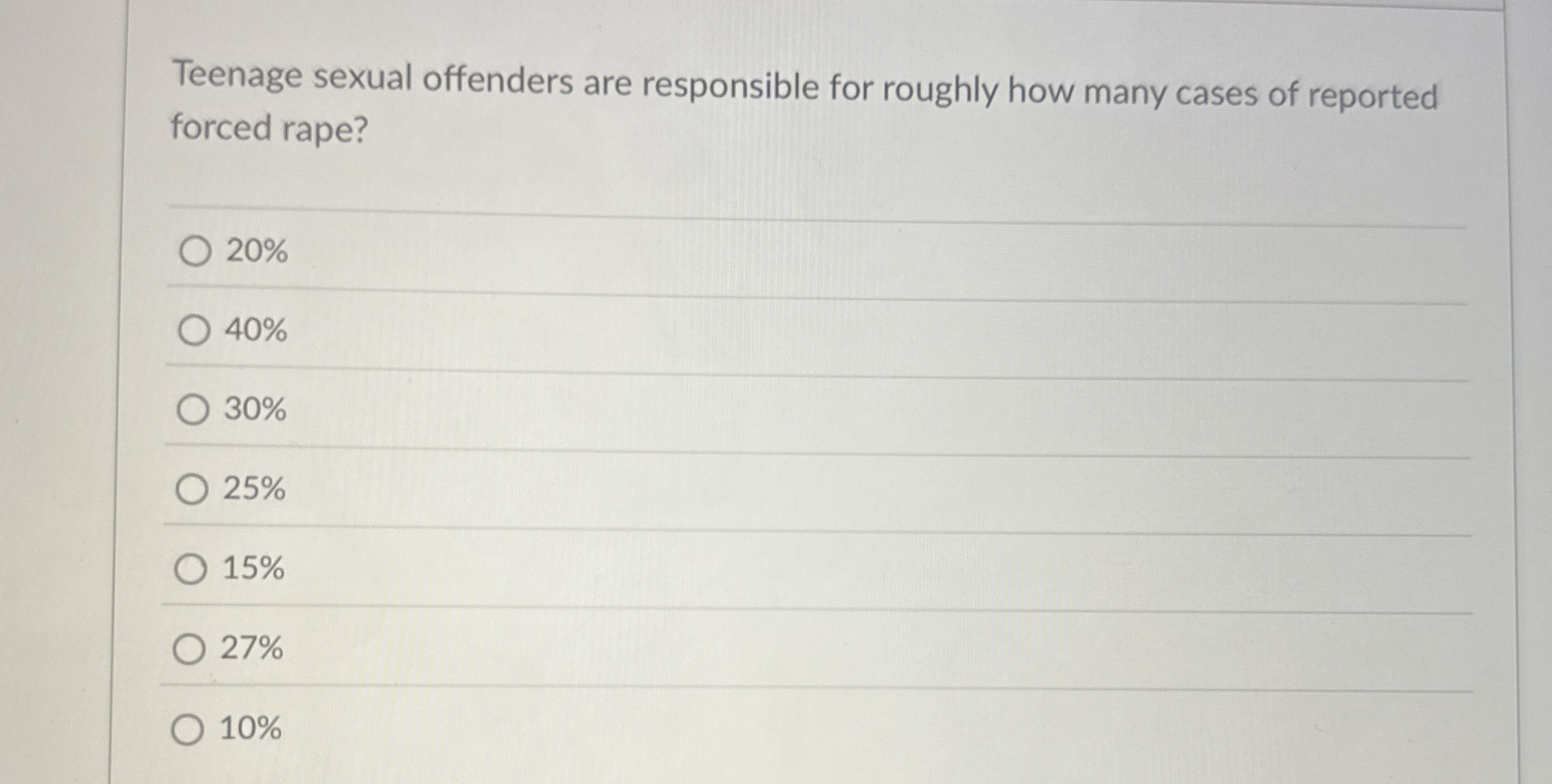 Solved Teenage sexual offenders are responsible for roughly | Chegg.com
