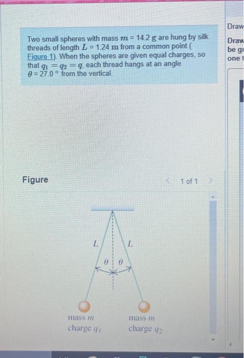 Solved Draw a diagram showing the forces on the left sphere. | Chegg.com