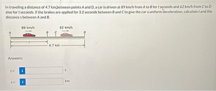 Solved In traveling a distance of 4.7 km between points A | Chegg.com