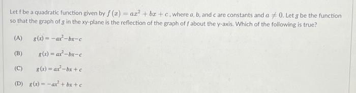 Solved Let f be a quadratic function given by f(x) = | Chegg.com