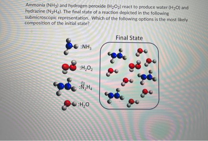 Solved Ammonia (NH3) and hydrogen peroxide (H202) react to | Chegg.com
