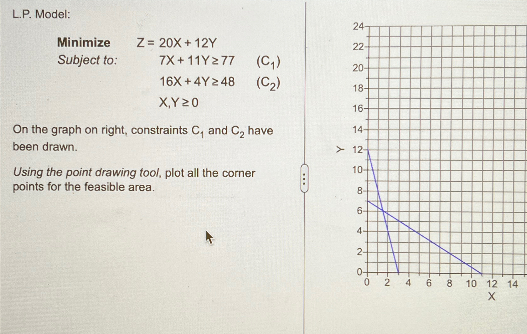 Solved L.P. ﻿Model: ﻿Minimize Z=,20x+12Y ﻿Subject to: | Chegg.com