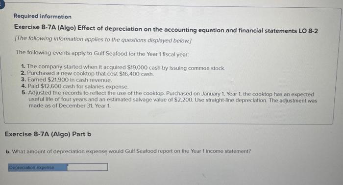 Solved Required information Exercise 8-7A (Algo) Effect of | Chegg.com