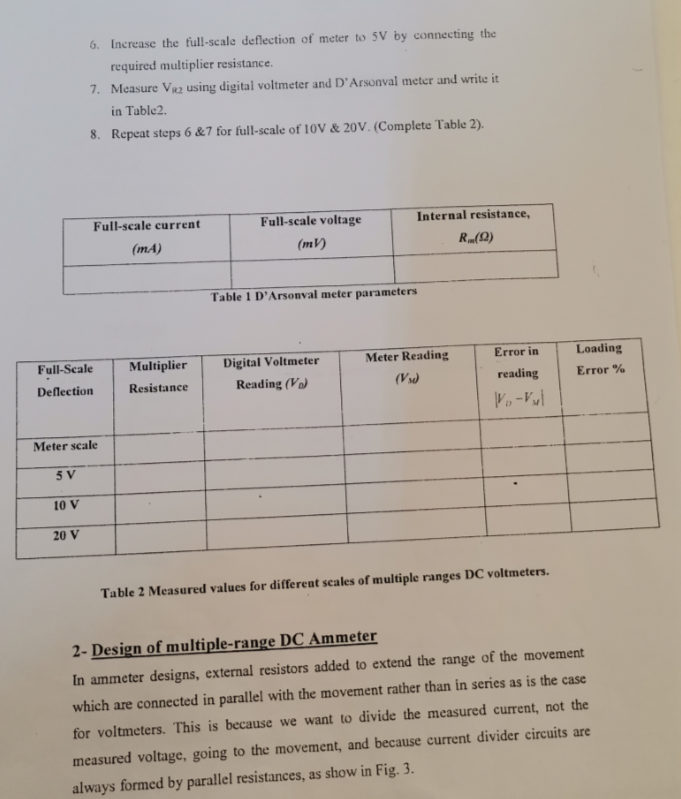 Solved Experiment # 2 Design of multiple-range DC voltmeter | Chegg.com