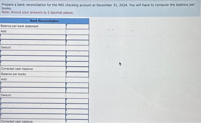 Solved The bank statement for the checking account of | Chegg.com