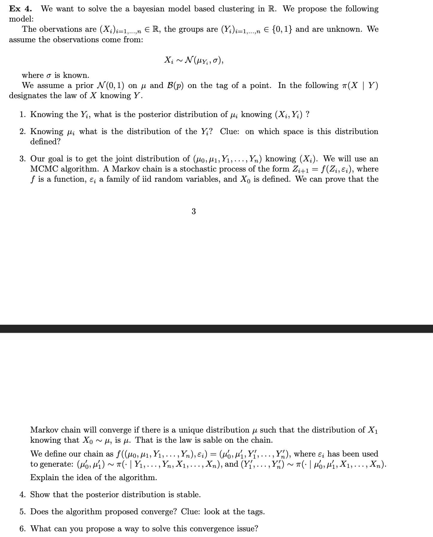 Solved Ex 4. ﻿We want to solve the a bayesian model based | Chegg.com