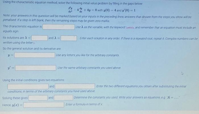 Solved Using the characteristic equation method, solve the | Chegg.com