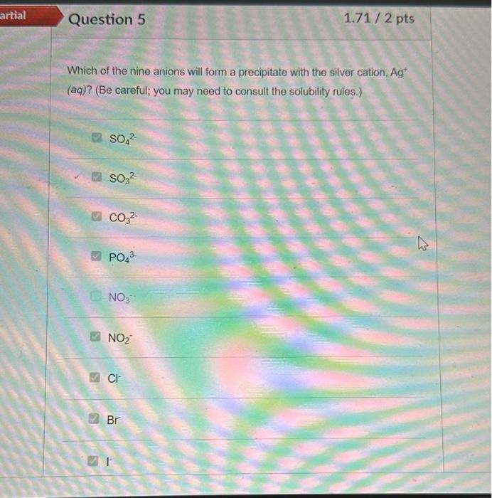 Solved Of the anions that do form a precipitate with the | Chegg.com