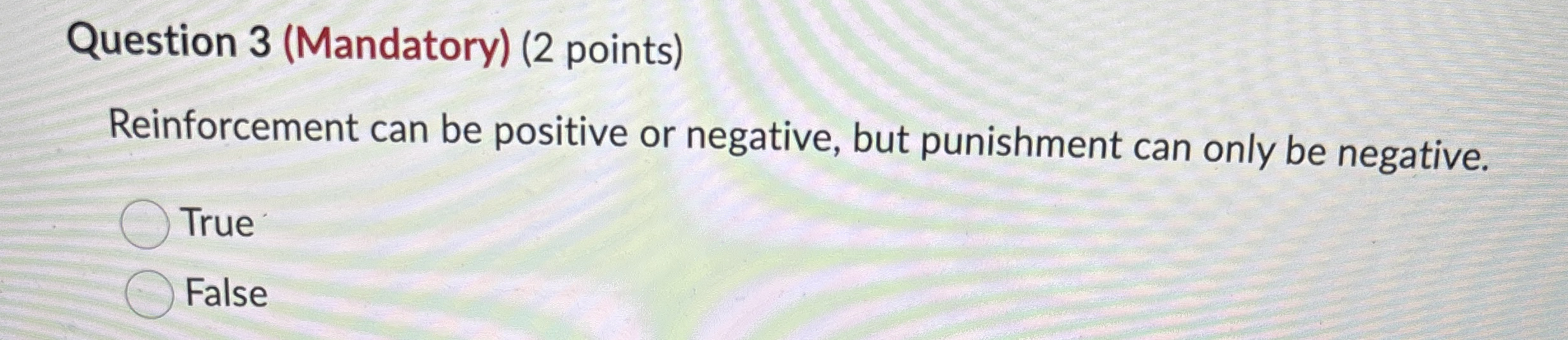 Solved Question 3 (Mandatory) (2 ﻿points)Reinforcement can | Chegg.com