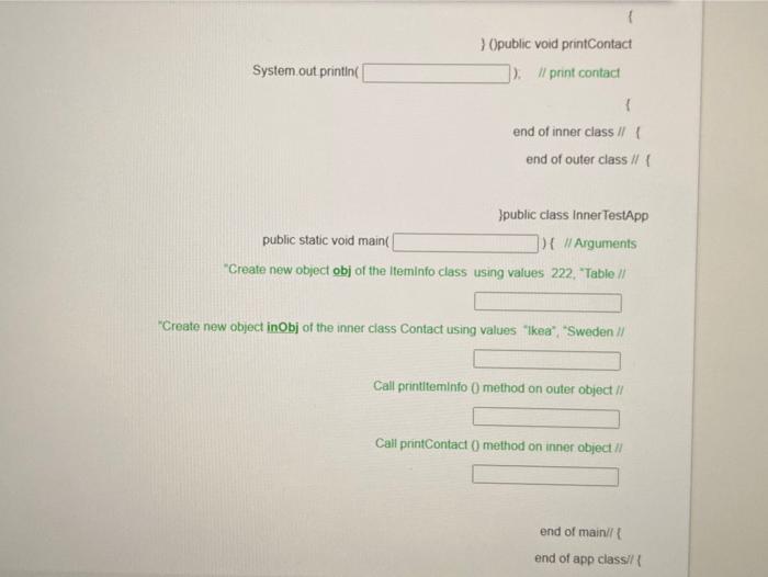 Solved The following Java program defines an outer class for | Chegg.com