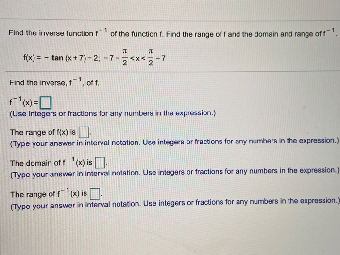 Solved Find the inverse function f-1 of the function f. Find | Chegg.com