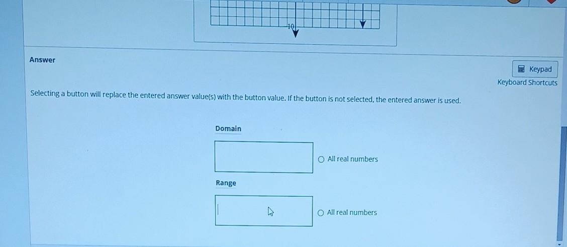 Solved Step 2 of 2 : Determine the domain and range of the | Chegg.com