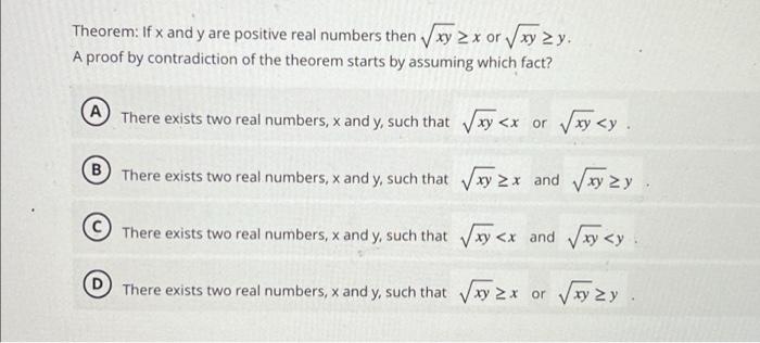 Solved Theorem: If x and y are positive real numbers then | Chegg.com