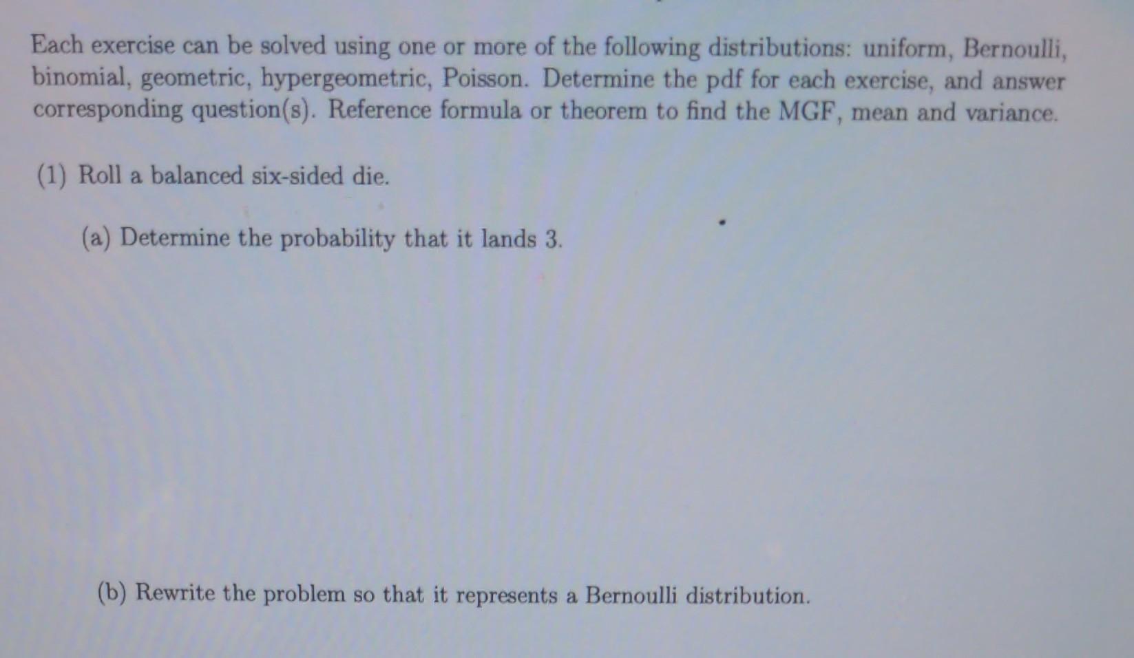 Solved Each exercise can be solved using one or more of the | Chegg.com