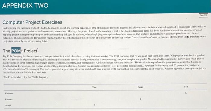 Solved APPENDIX TWO Something Computer Project Exercises In | Chegg.com