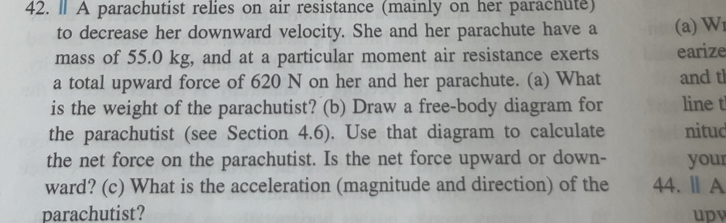 Solved How to solve If A parachutist relies on air | Chegg.com
