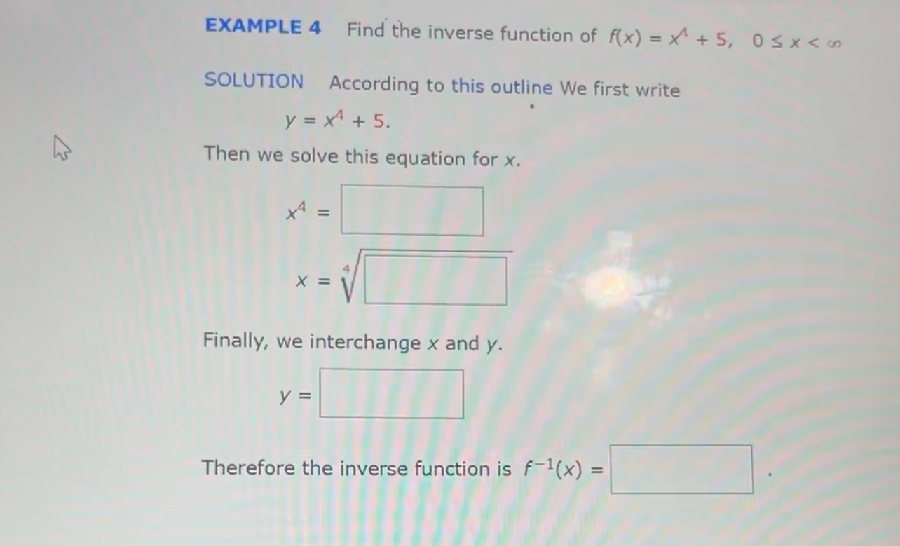 Solved EXAMPLE 4 ﻿Find the inverse function of | Chegg.com