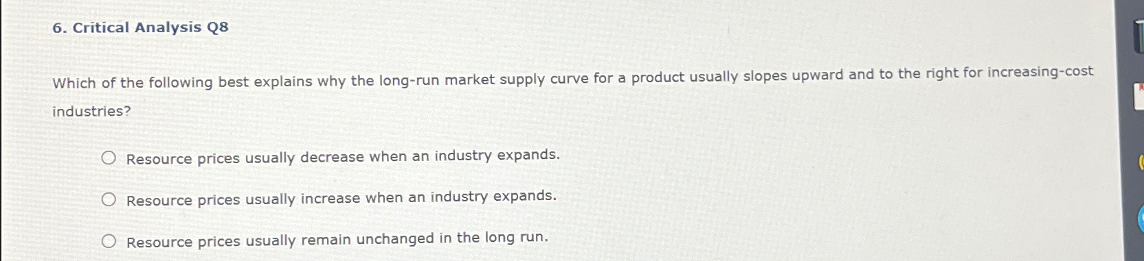 Solved Critical Analysis Q8Which of the following best | Chegg.com