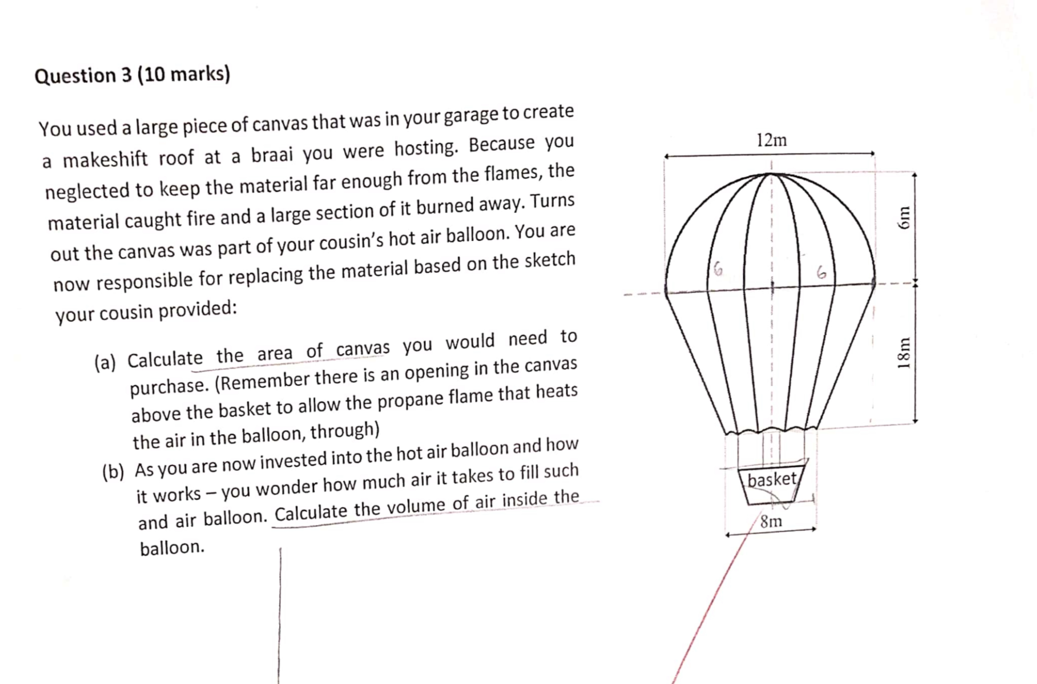 Solved Question 3 (10 ﻿marks)You used a large piece of | Chegg.com