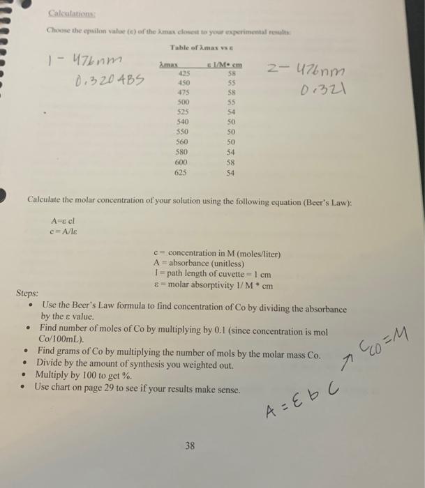Project Experiment: Analysis of the % Cobalt in a | Chegg.com