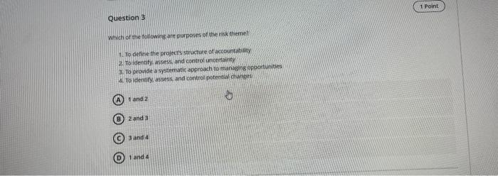 Solved Wheti of the folowing are purposes of the risk themed | Chegg.com