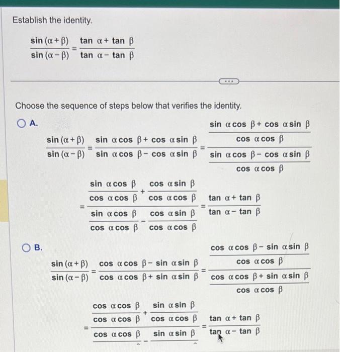 Solved Establish the identity. | Chegg.com