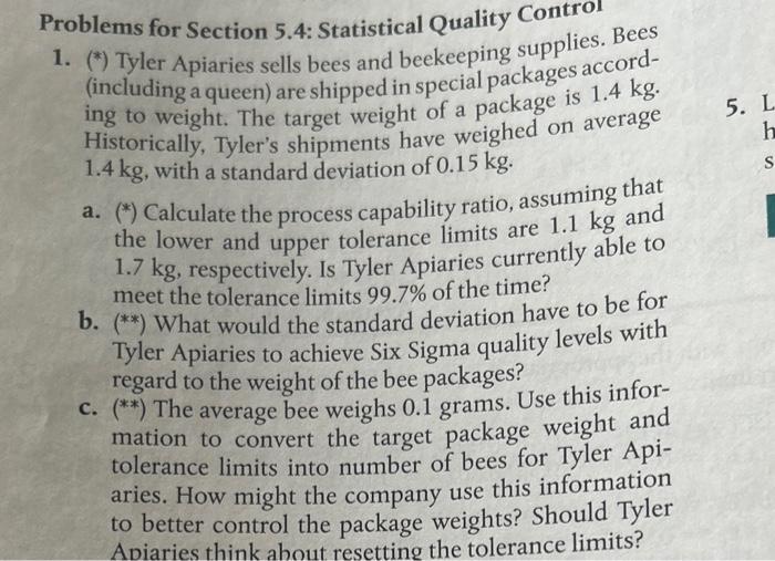 Solved Problems for Section 5.4: Statistical Quality Control | Chegg.com