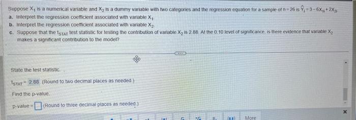 Solved Suppose X1 is a numerical variable and X2 is a dummy | Chegg.com