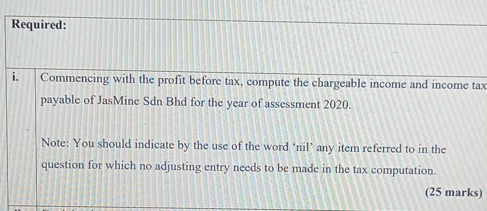 Solved Required: compute the chargeable income and income | Chegg.com