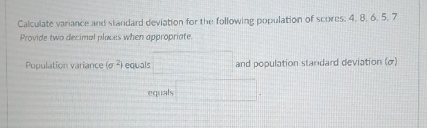Solved Calculate variance and standard deviation for the | Chegg.com