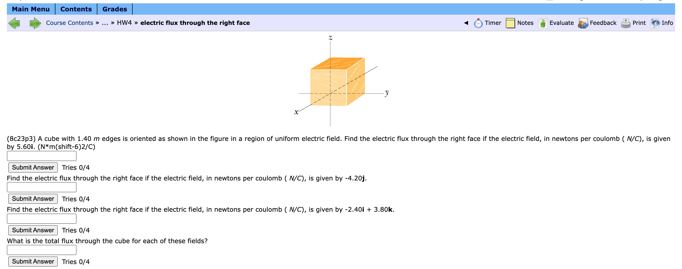 Solved A cube with 1.40 ﻿m edges is oriented as shown in the | Chegg.com