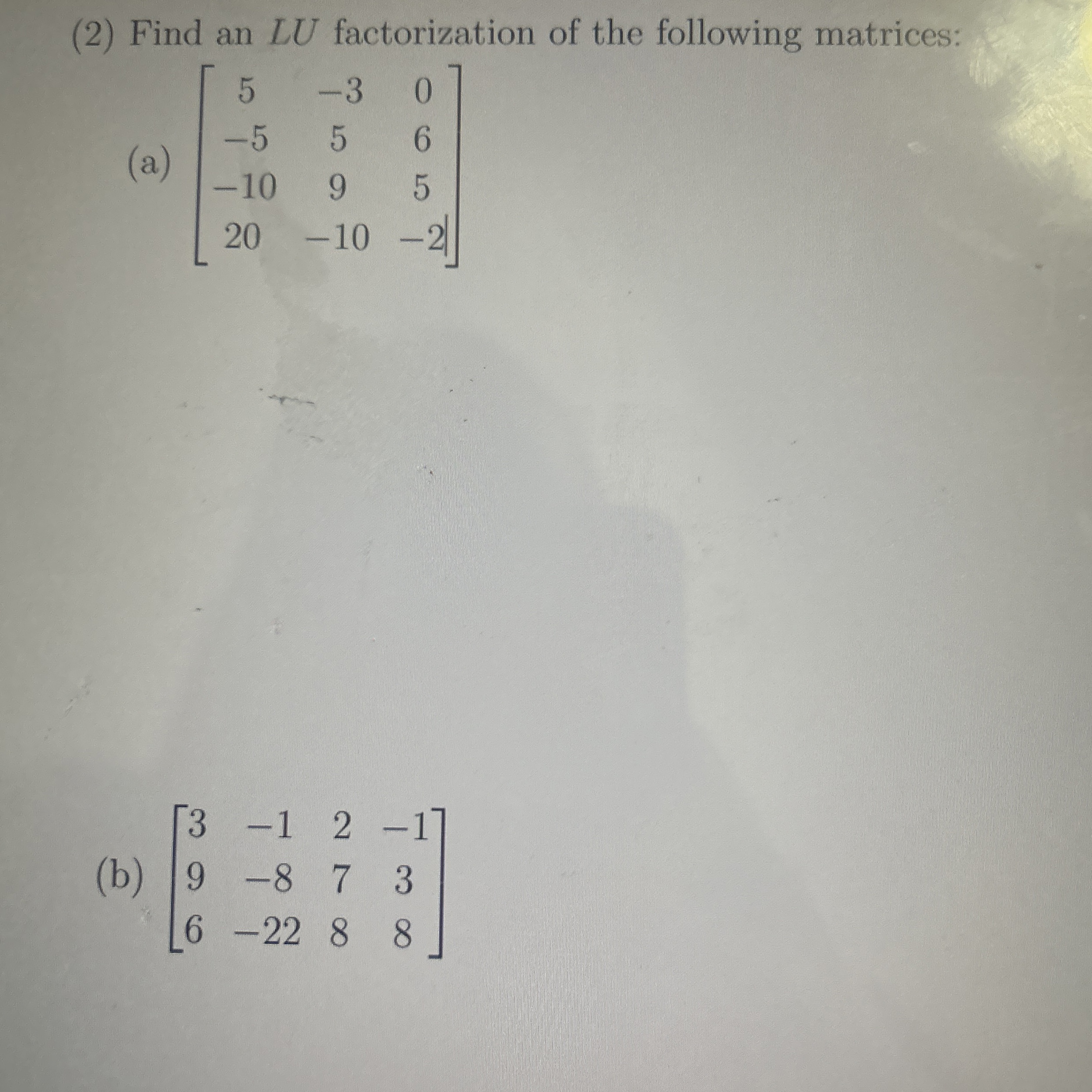 2 ﻿find An Lu ﻿factorization Of The Following
