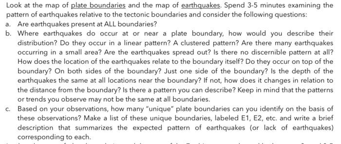 Solved PLATE BOUNDARY MAP Addtional information about this | Chegg.com