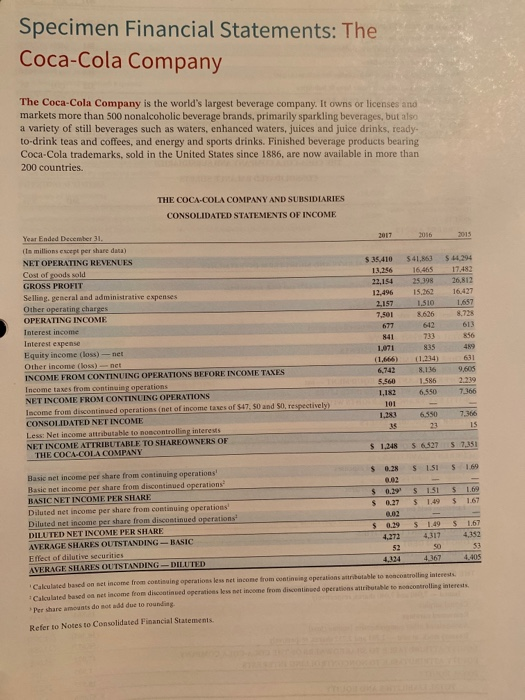 Solved Comparative Analysis Case The Coca-Cola Company and | Chegg.com
